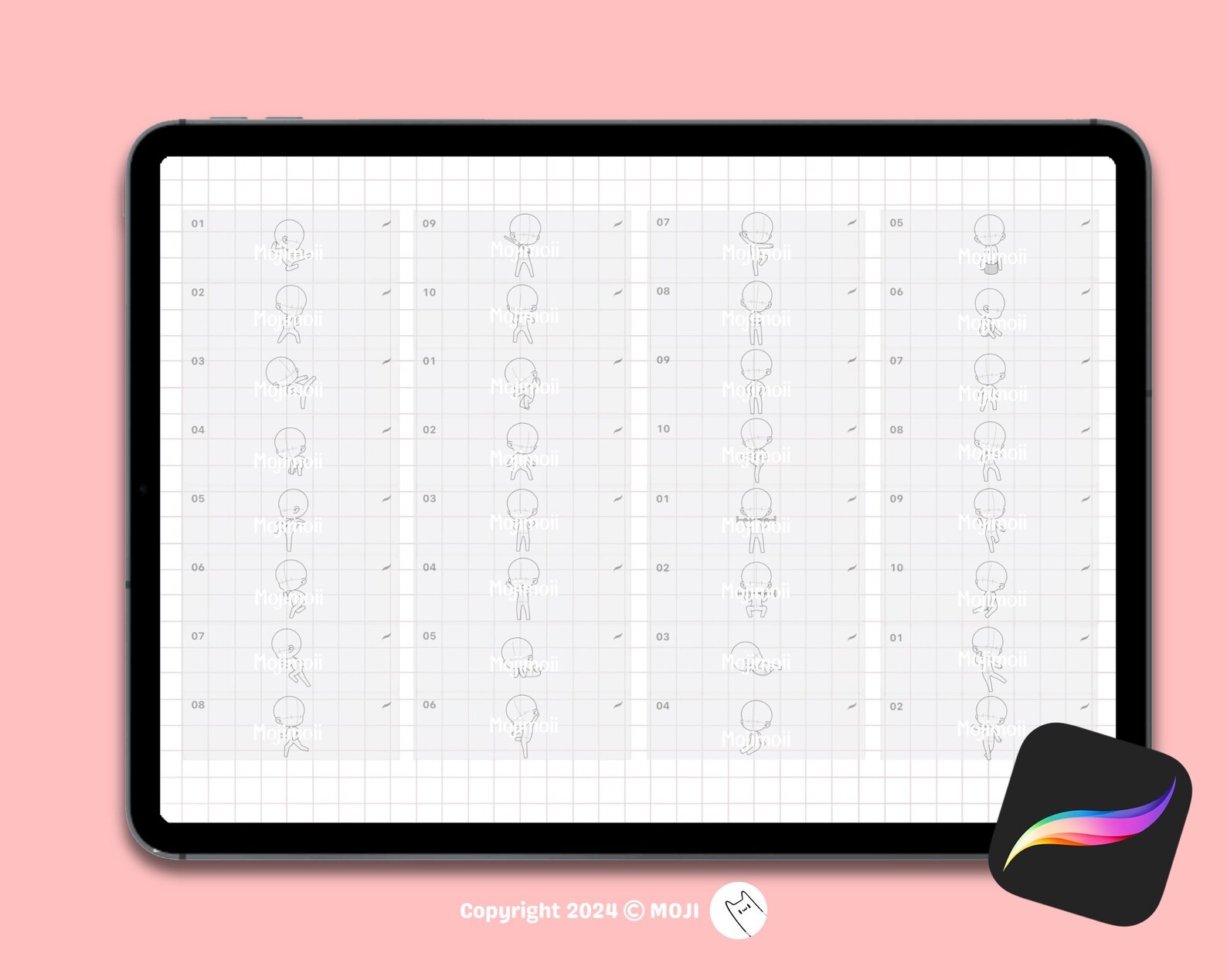 50 Chibi Full Body (ver.2) Stamps for Procreate, Chibi Character Brush ...