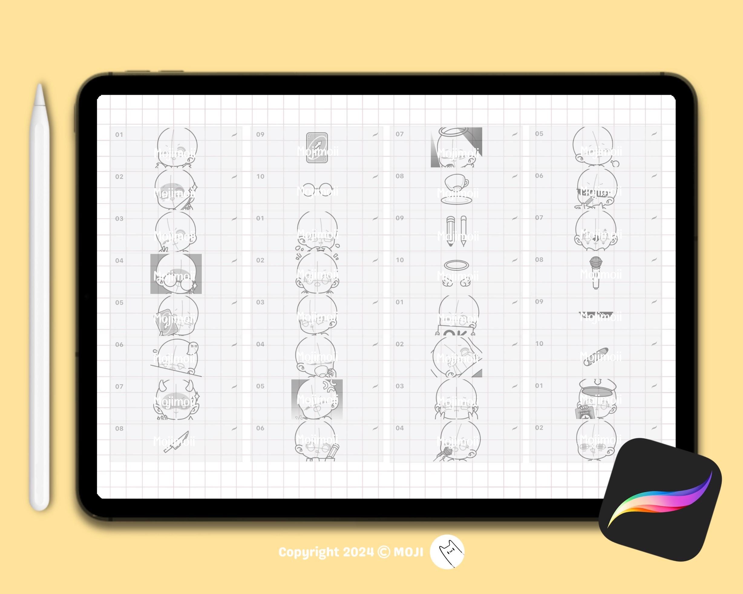 50 Chibi Emote Bases (ver.2) Stamps for Procreate, Anime Figure ...