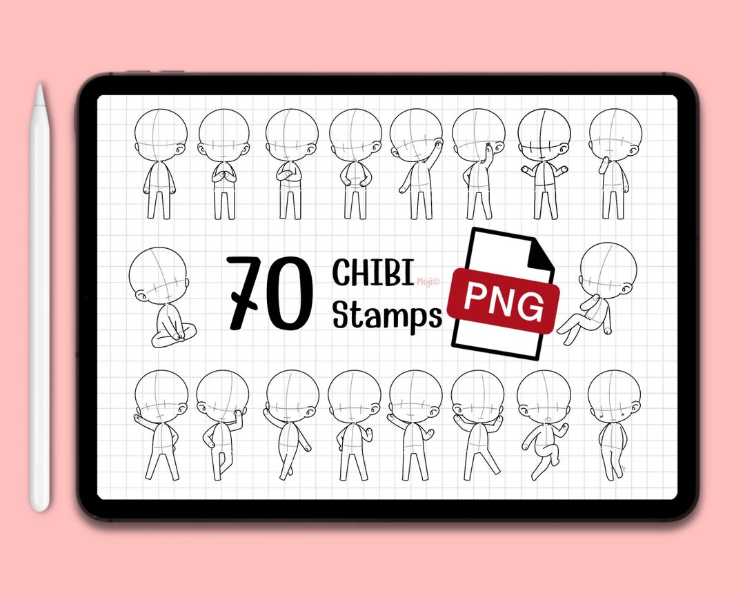 70 Chibi Full Body PNG Ver.1 , Chibi Character, Procreate Brushes ...