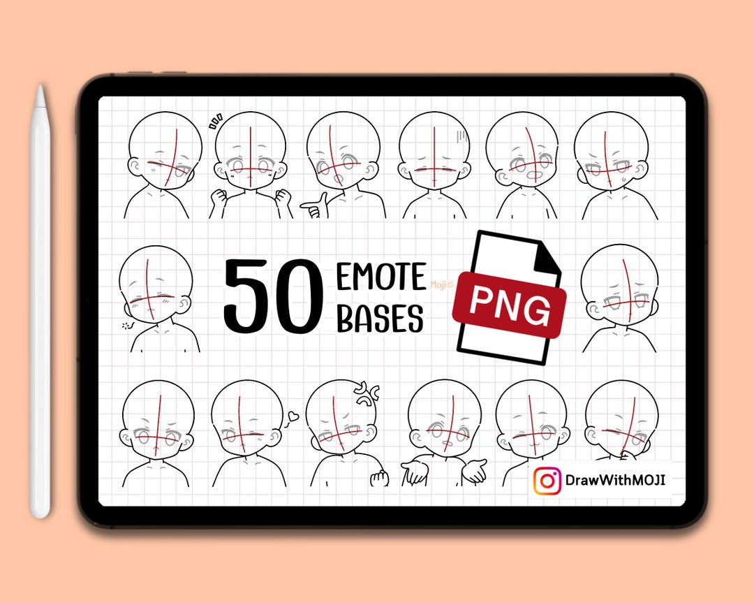 50 Chibi 1:3 Emote Bases PNG, Anime Figure, Brushes, Twitch Emotes ...