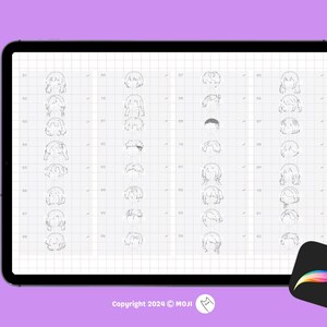 50 Chibi Hair (ver.2) Stamps for Procreate, Character, Anime, Figure ...