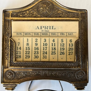 Vintage Brass Desk Set W/calendar Blotter & Ink Well - Etsy