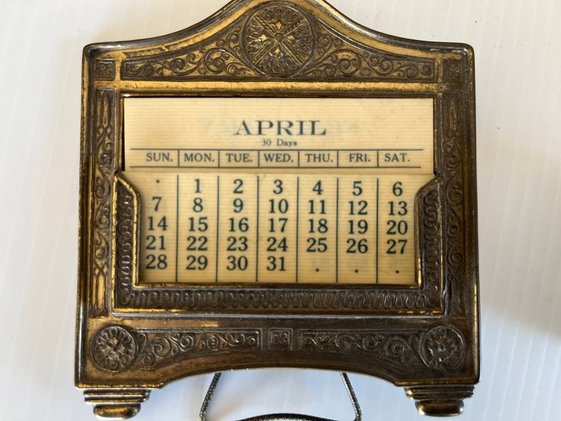 Vintage Brass Desk Set W/calendar Blotter & Ink Well - Etsy