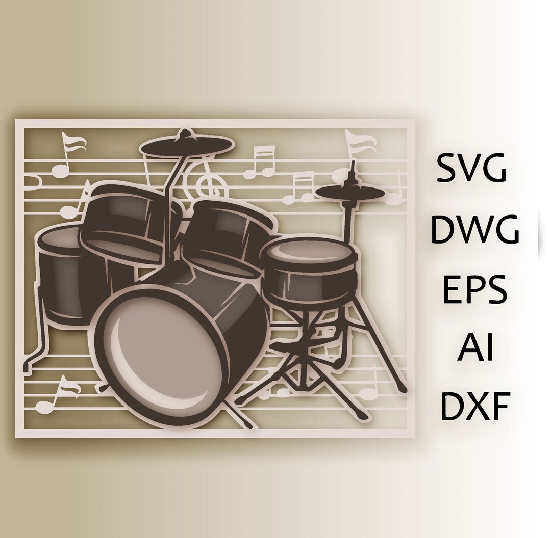 Drums Multilayer Svg/drums Cut File/ 3D Layer/plywood Cutting/ Paper ...