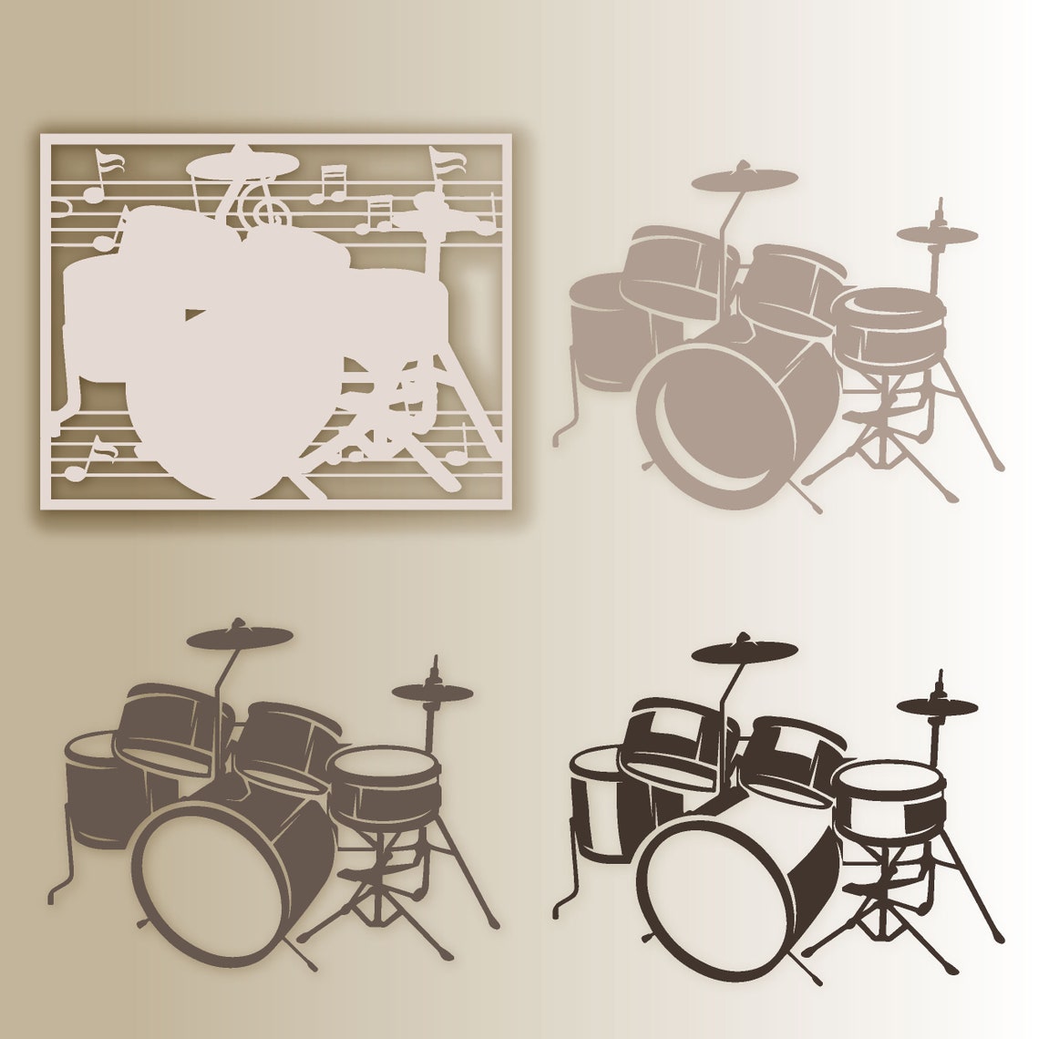Drums Multilayer Svg/drums Cut File/ 3D Layer/plywood Cutting/ Paper Cutting/ SVG File/ 3D ...