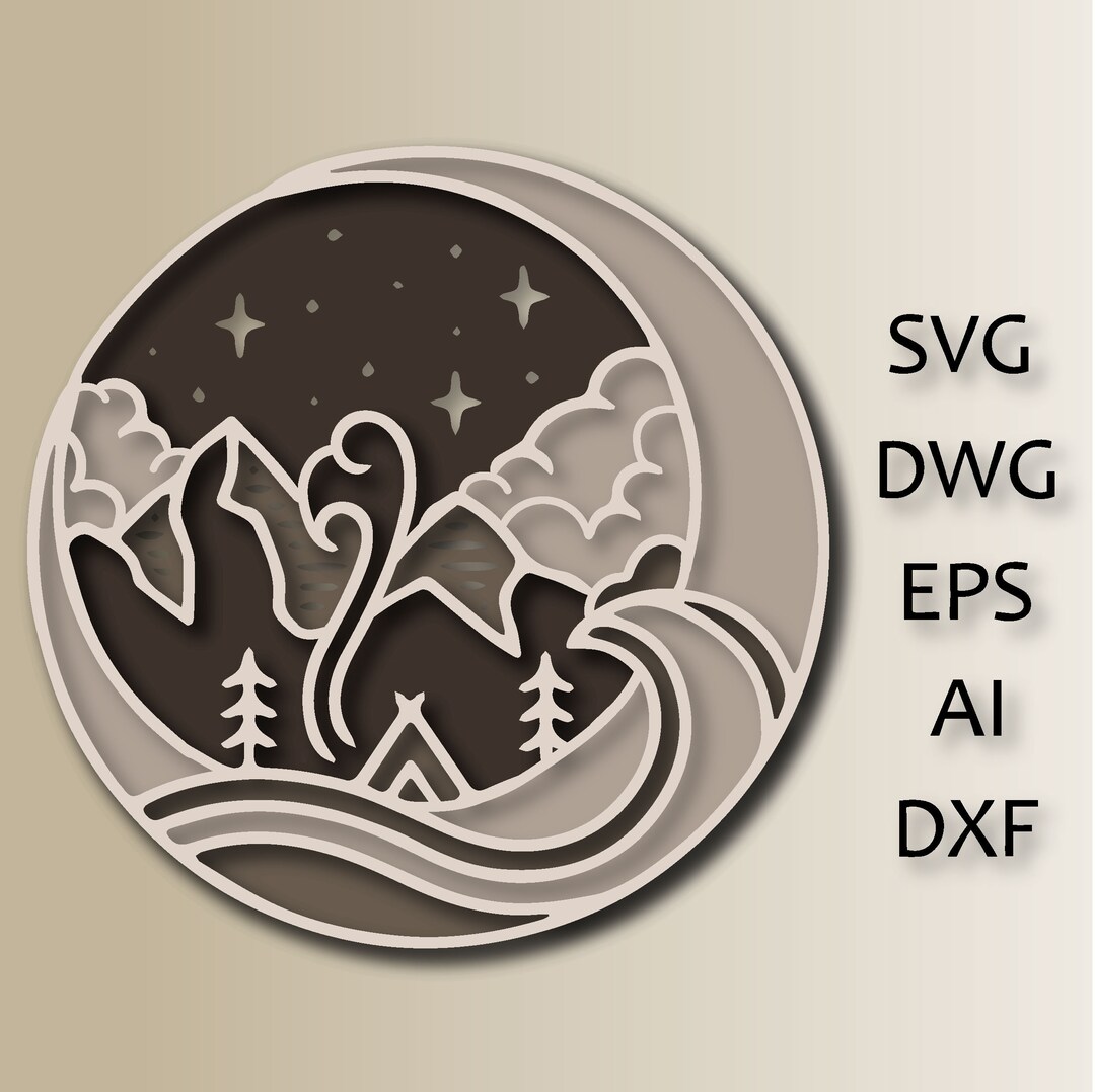 Night Svg/night Cut File/cnc/digital Files/laser Cut/multilayer 3D ...