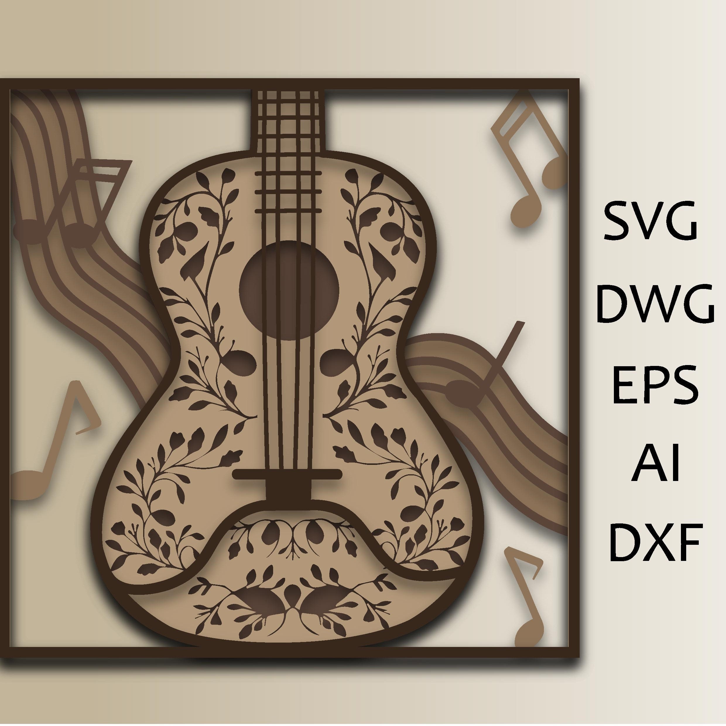 Guitar Multilayer/cut File/ 3D Layer/plywood Cutting/paper Cutting/ SVG ...