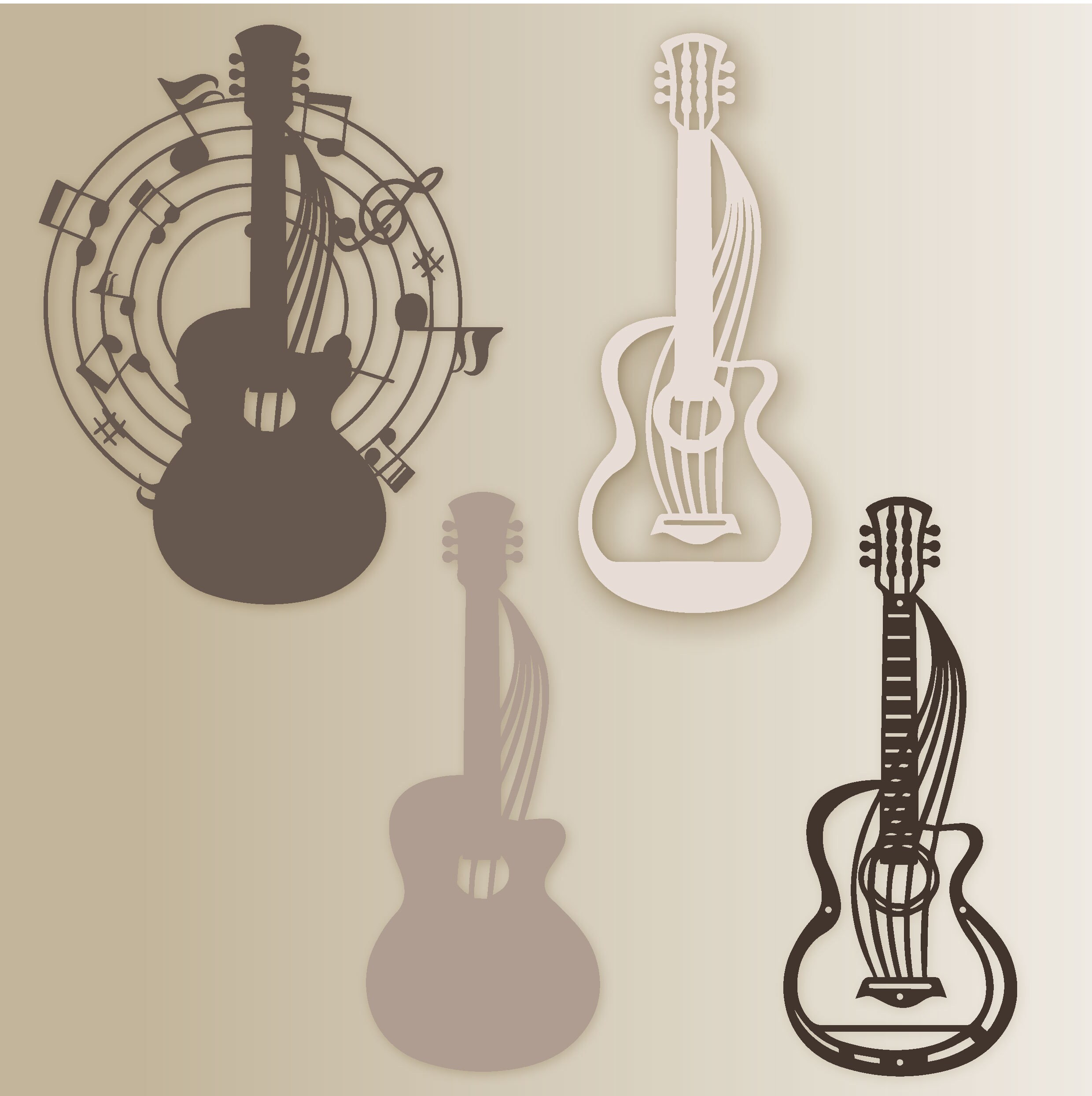 Guitar Svg/guitar Cut File/cnc/digital Files/laser Cut/multilayer 3D ...