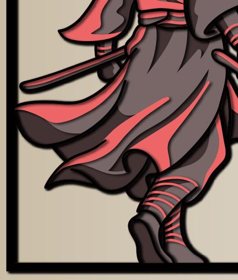 Samurai Multilayer SVG. Laser Cut File. Layer Construction. Plywood ...