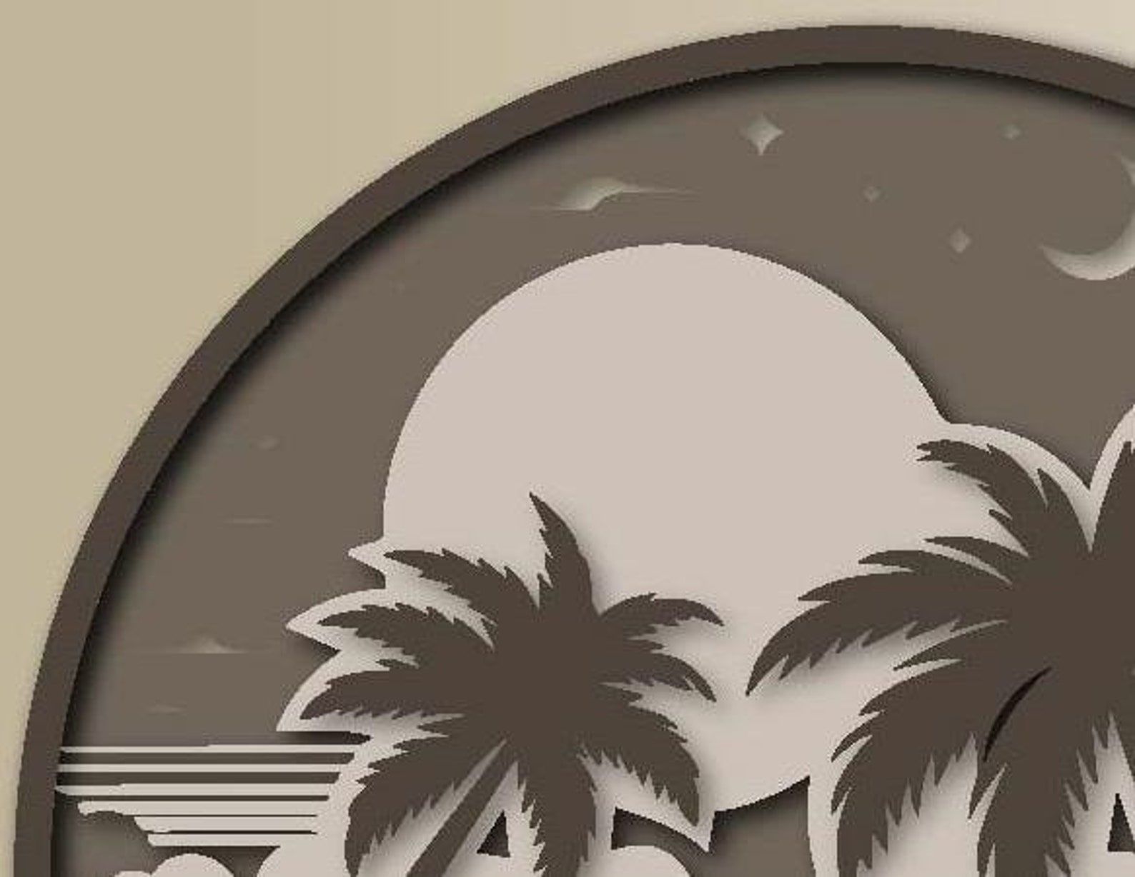 3D Beach Sunset SVG | Layered Palm Tree Laser Cut File | Multilayer ...