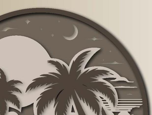3D Beach Sunset SVG | Layered Palm Tree Laser Cut File | Multilayer ...