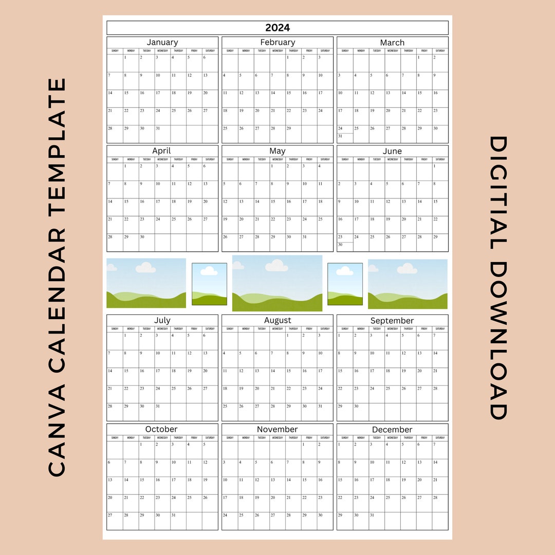 2024 Poster Calendar Canva Template Customizable Add Your Own Photos ...