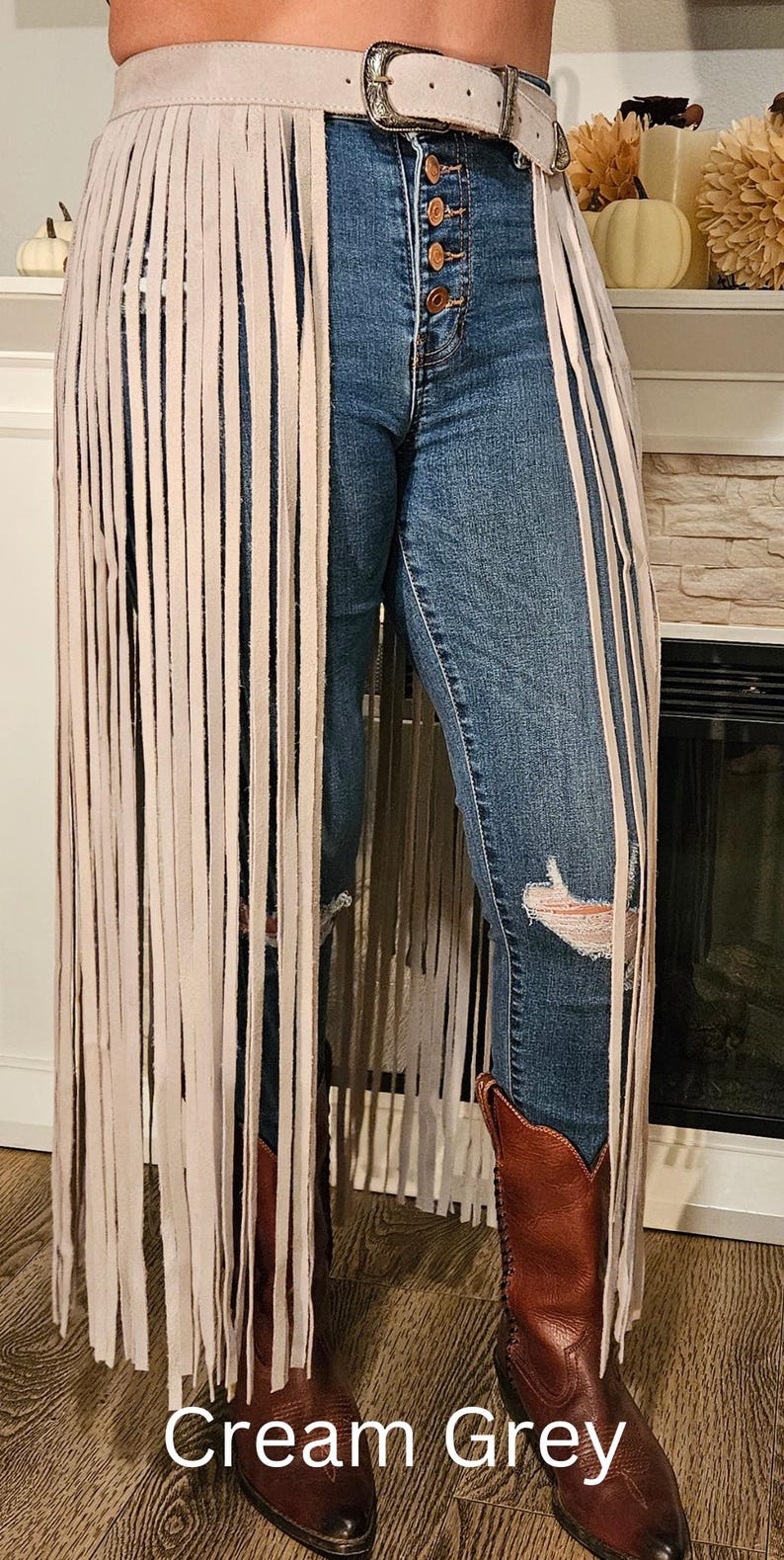 Handmade Suede Leather Long Fringe Belt: Western Fashion - Etsy