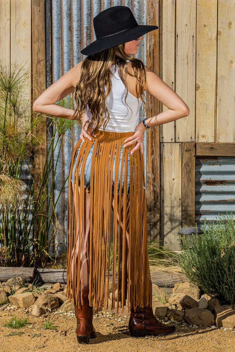 Handmade Suede Leather Long Fringe Belt: Western Fashion - Etsy