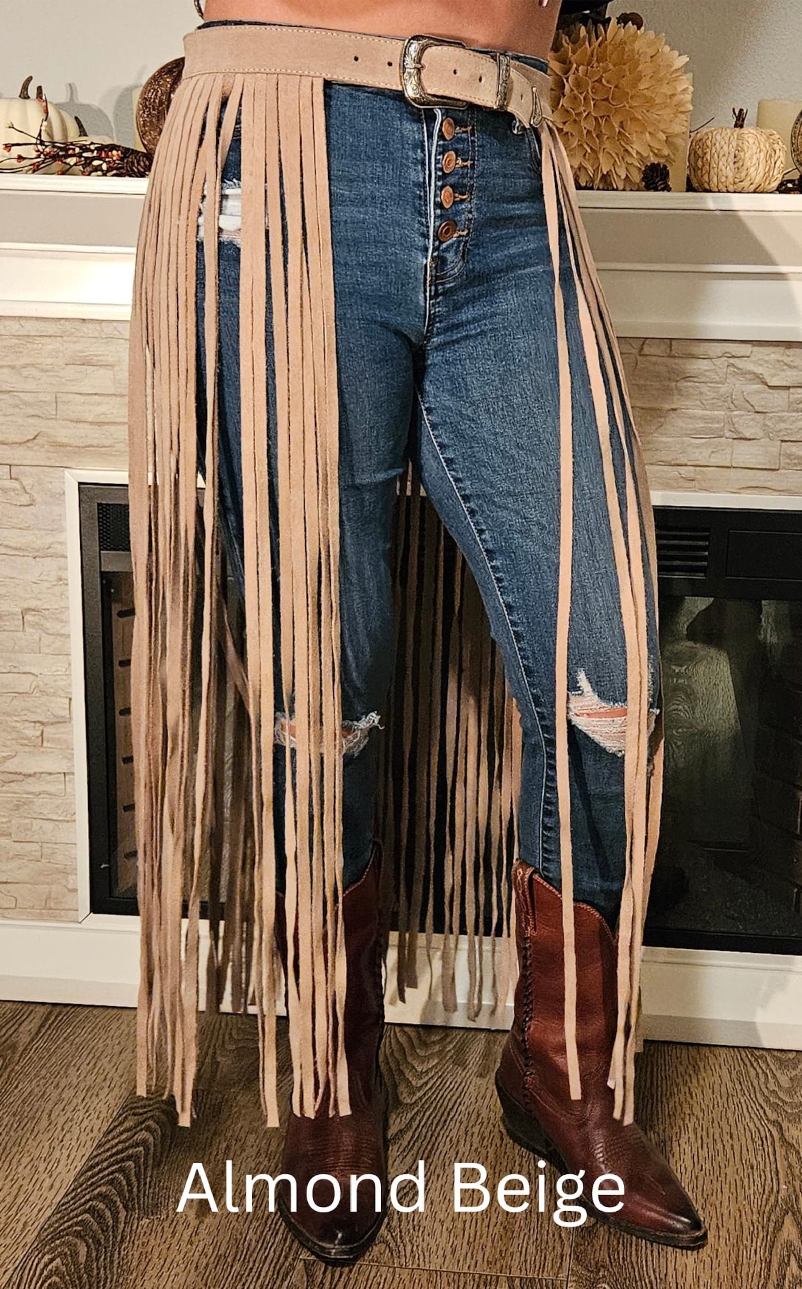 Handmade Suede Leather Long Fringe Belt: Western Fashion - Etsy