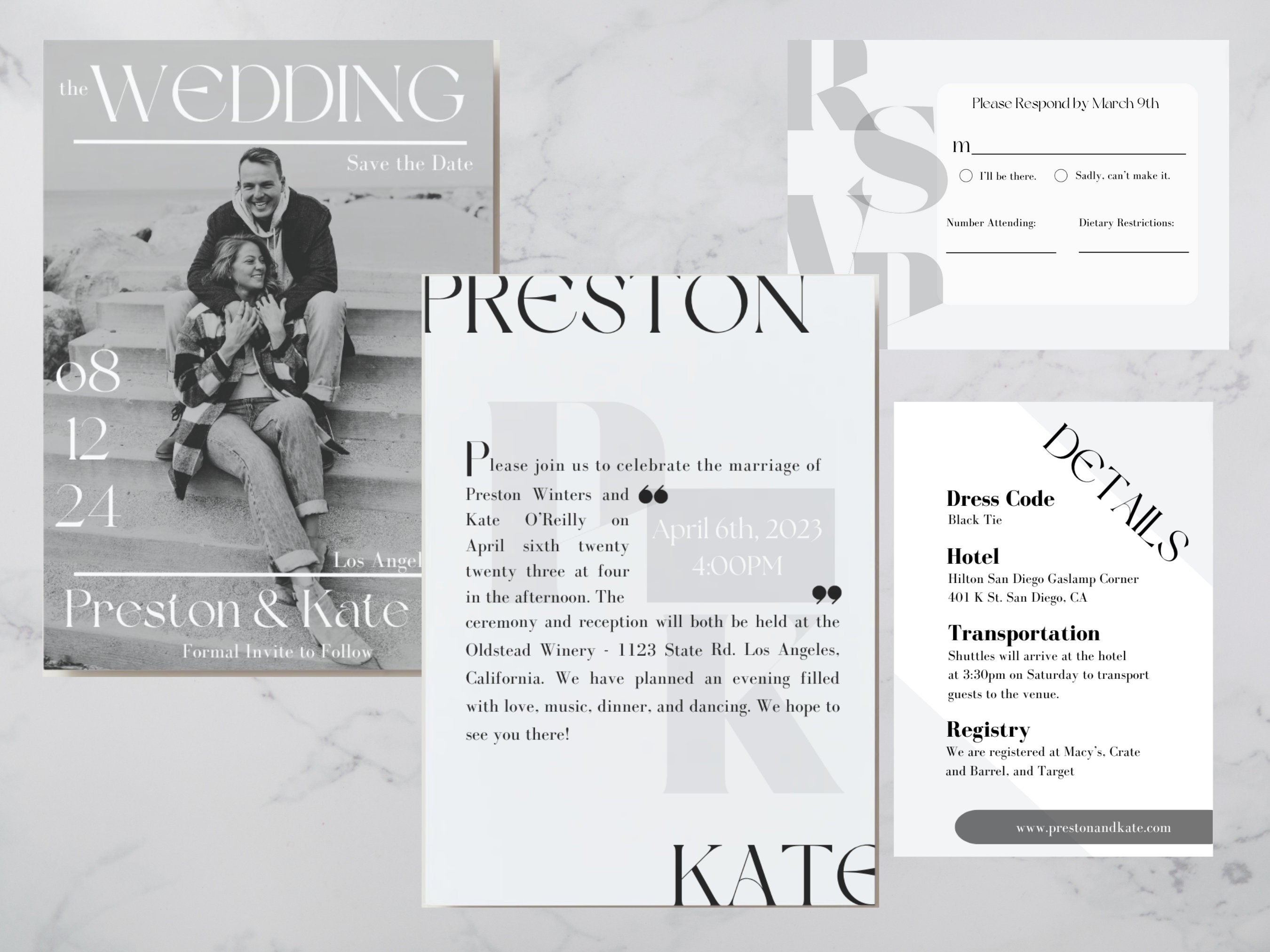 Magazine Wedding Invitation Suite, Editable Wedding Templates, Modern ...