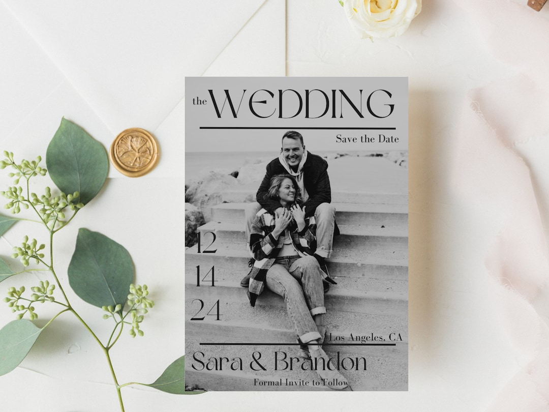 Magazine Cover Save the Date Template, Photo Save the Date ...