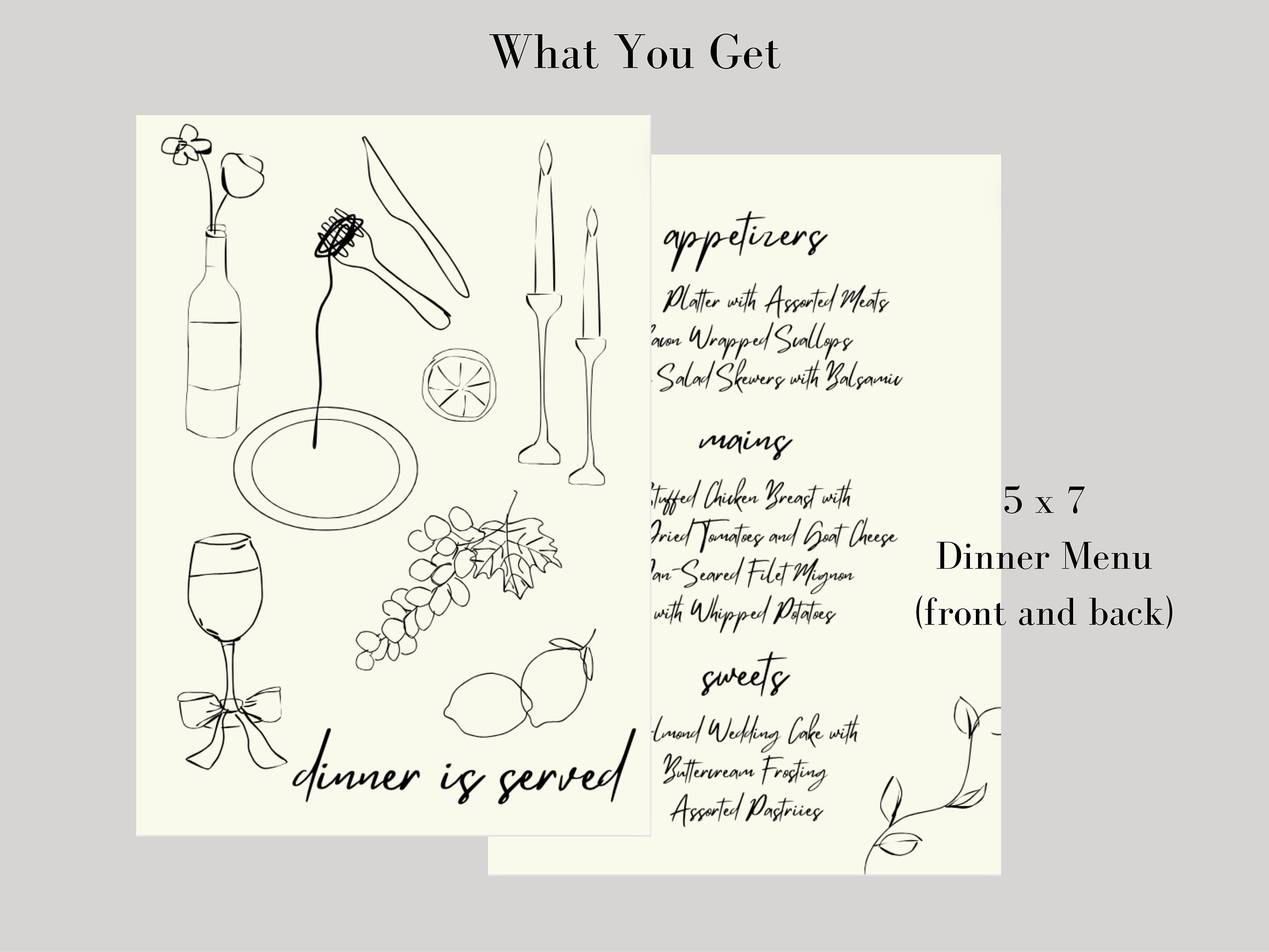 Dinner Table Spread Wedding Dinner Menu, Editable Wedding Templates ...