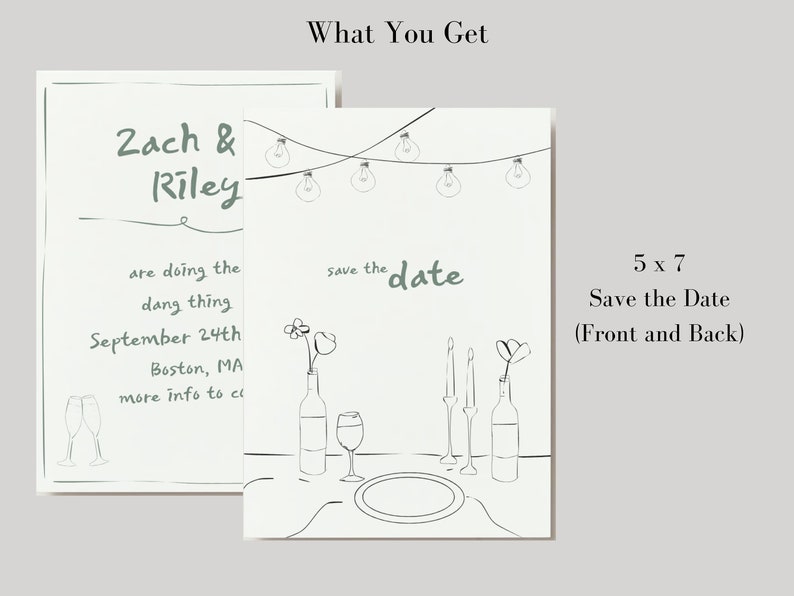 Hand-drawn Wedding Save the Date, Editable Wedding Templates ...