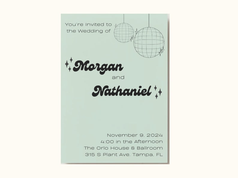 Disco Ball Wedding Invitation Suite, Editable Wedding Templates, Modern ...
