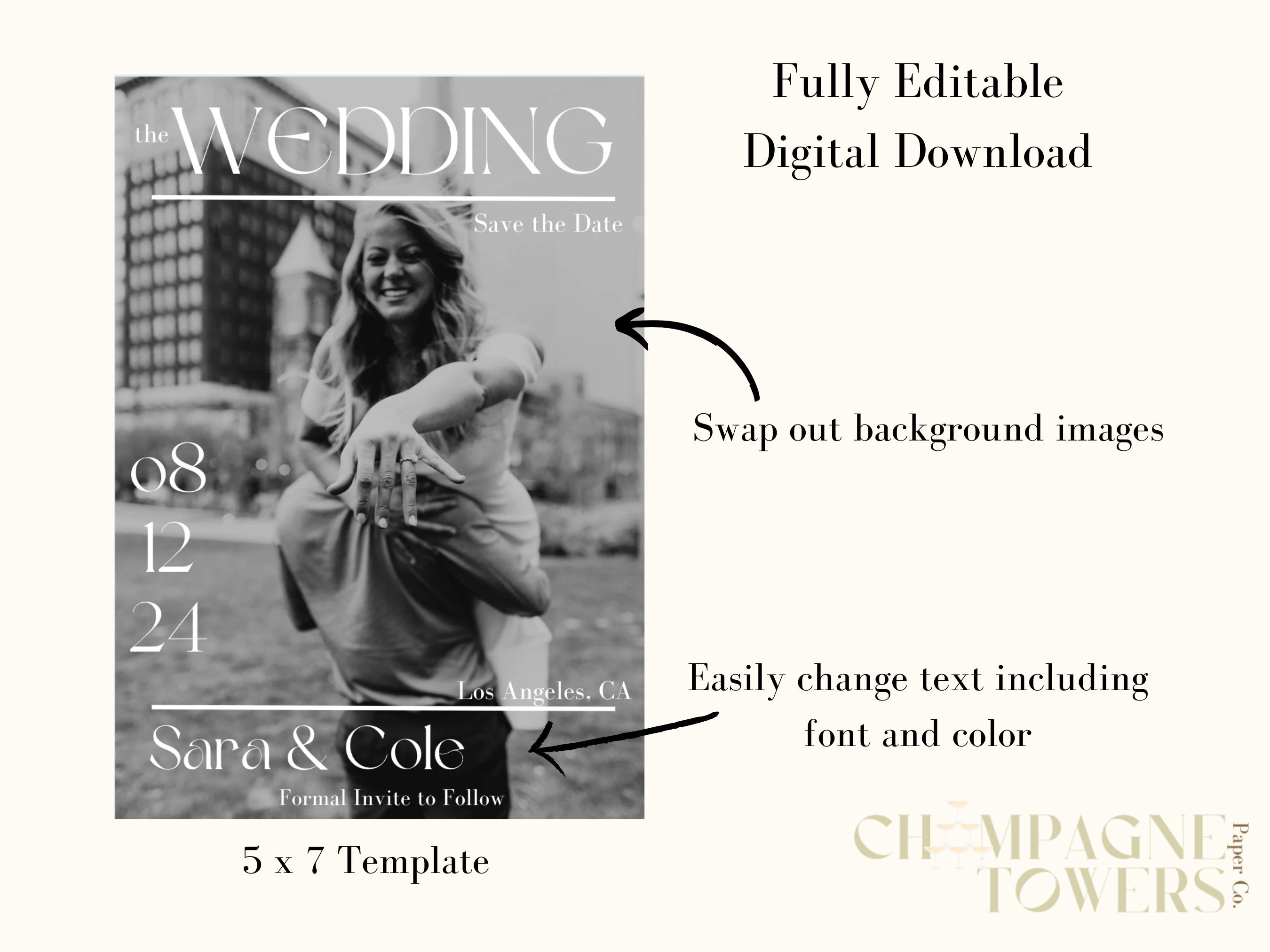 Magazine Cover Save the Date Template, Photo Save the Date ...