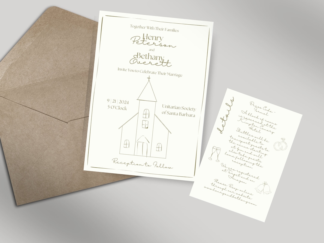 Church Wedding Invitations, Editable Wedding Templates, Customizable ...