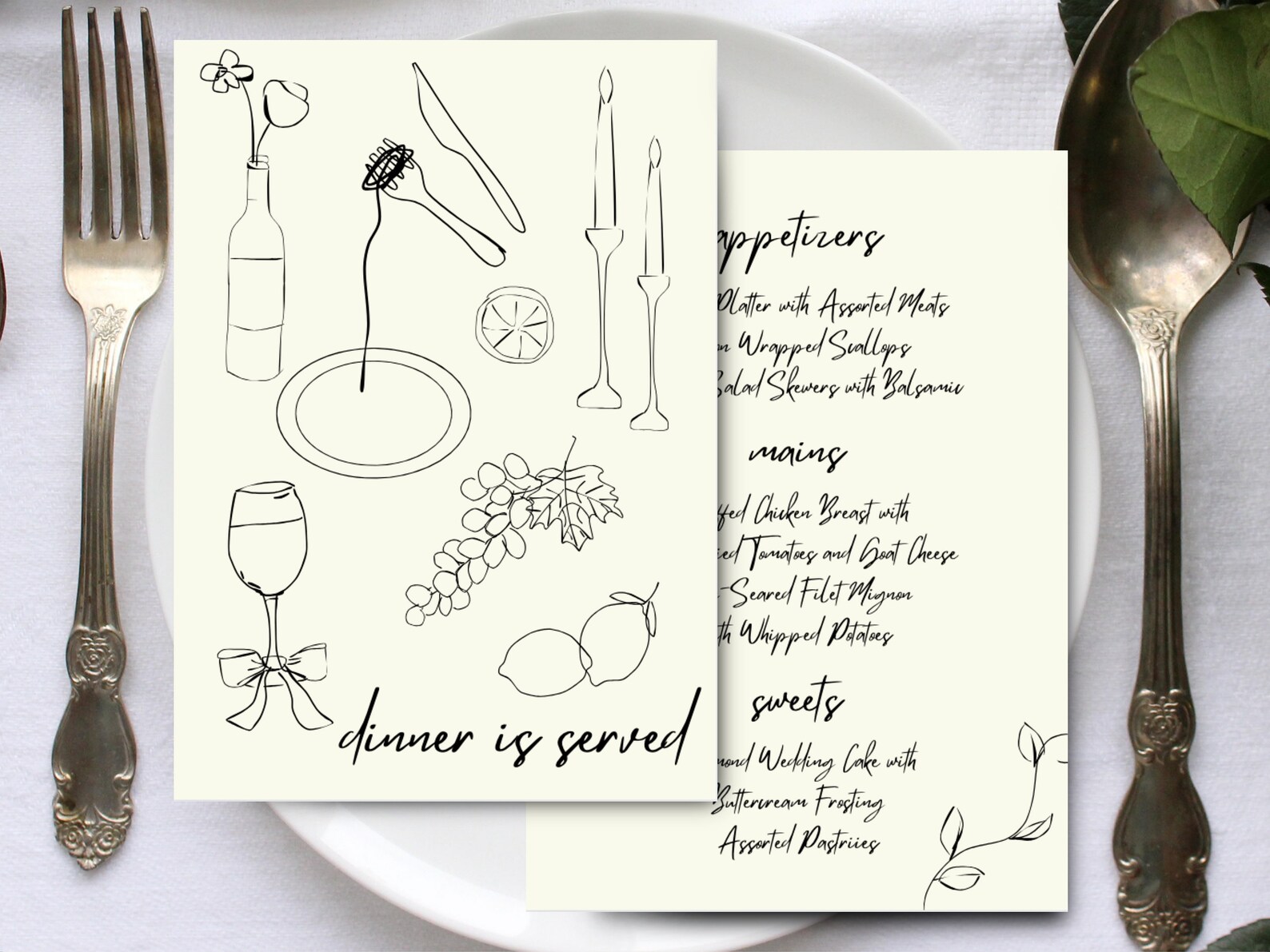 Dinner Table Spread Wedding Dinner Menu, Editable Wedding Templates ...