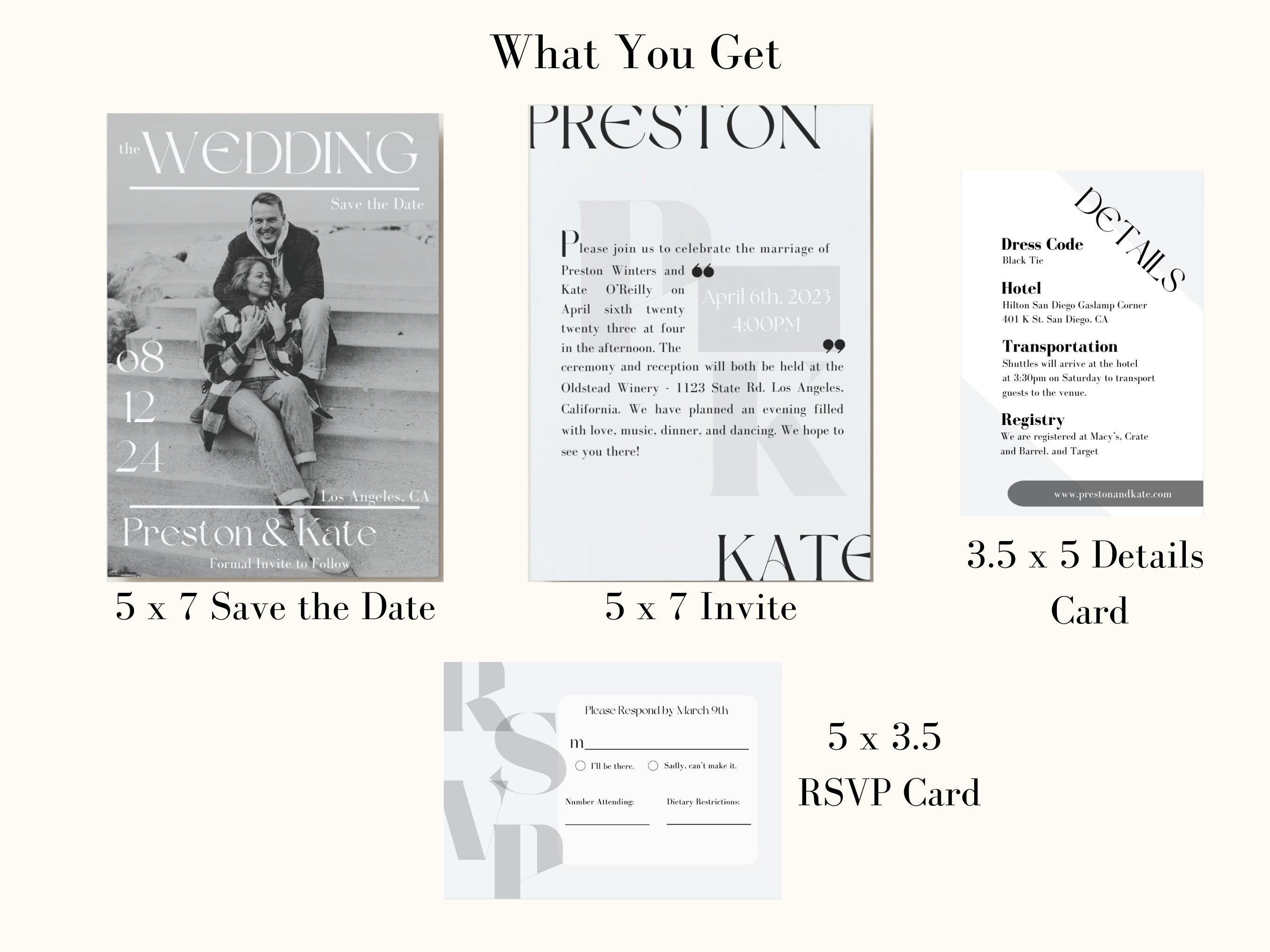 Magazine Wedding Invitation Suite, Editable Wedding Templates, Modern ...