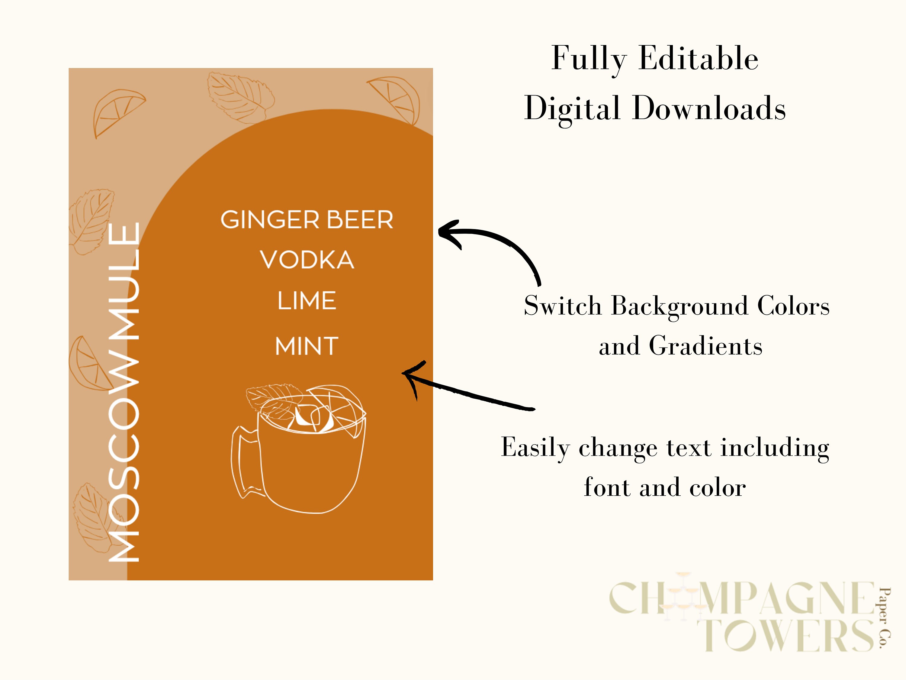 Moscow Mule Bar Sign With Hand-drawn Details, Editable Event and ...