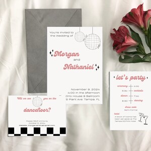 Disco Ball Wedding Invitation Suite, Editable Wedding Templates, Modern ...