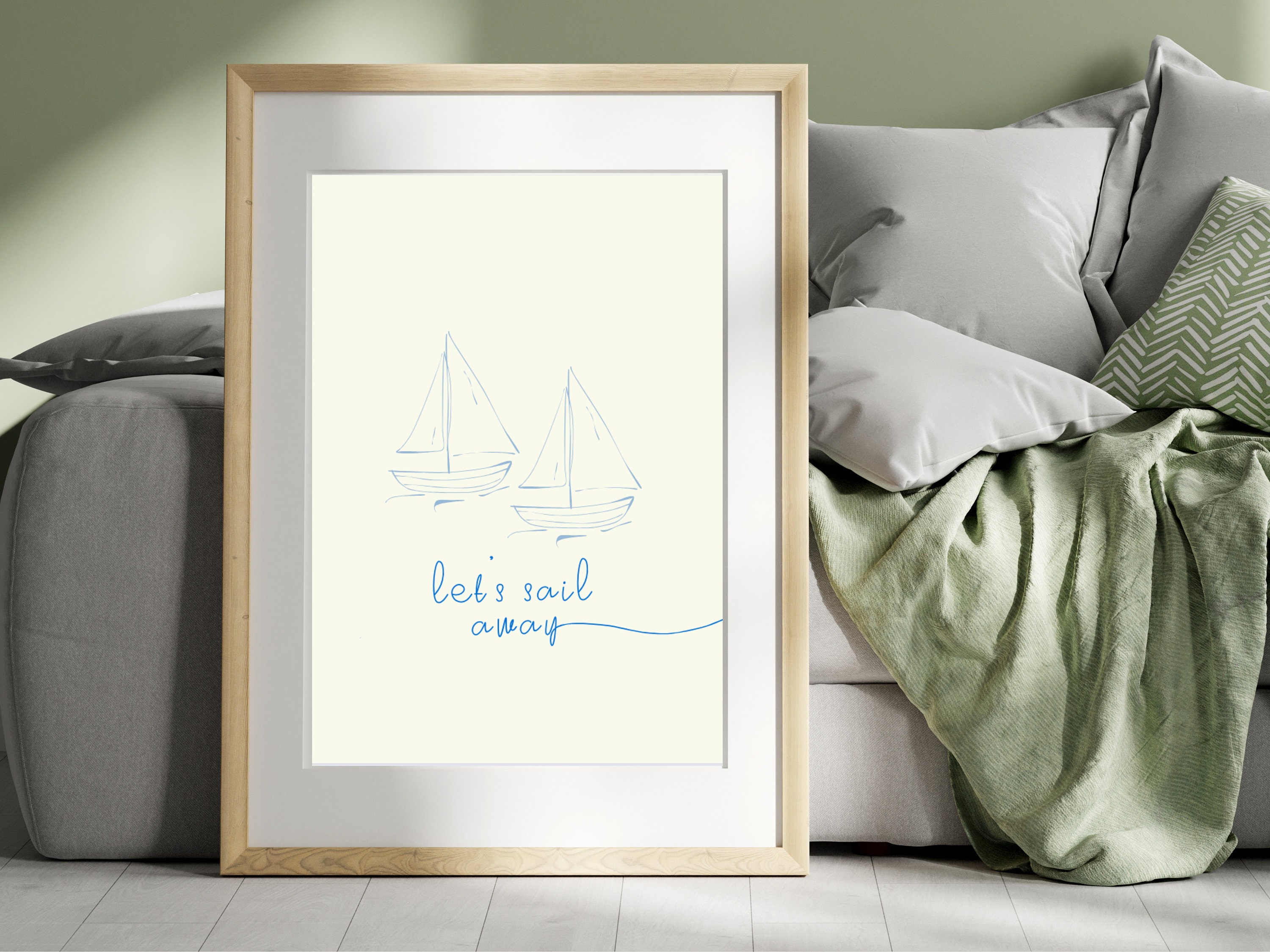 Set of 2 Italy Beach Posters, Beach Poster With Beach Chairs, Umbrella ...