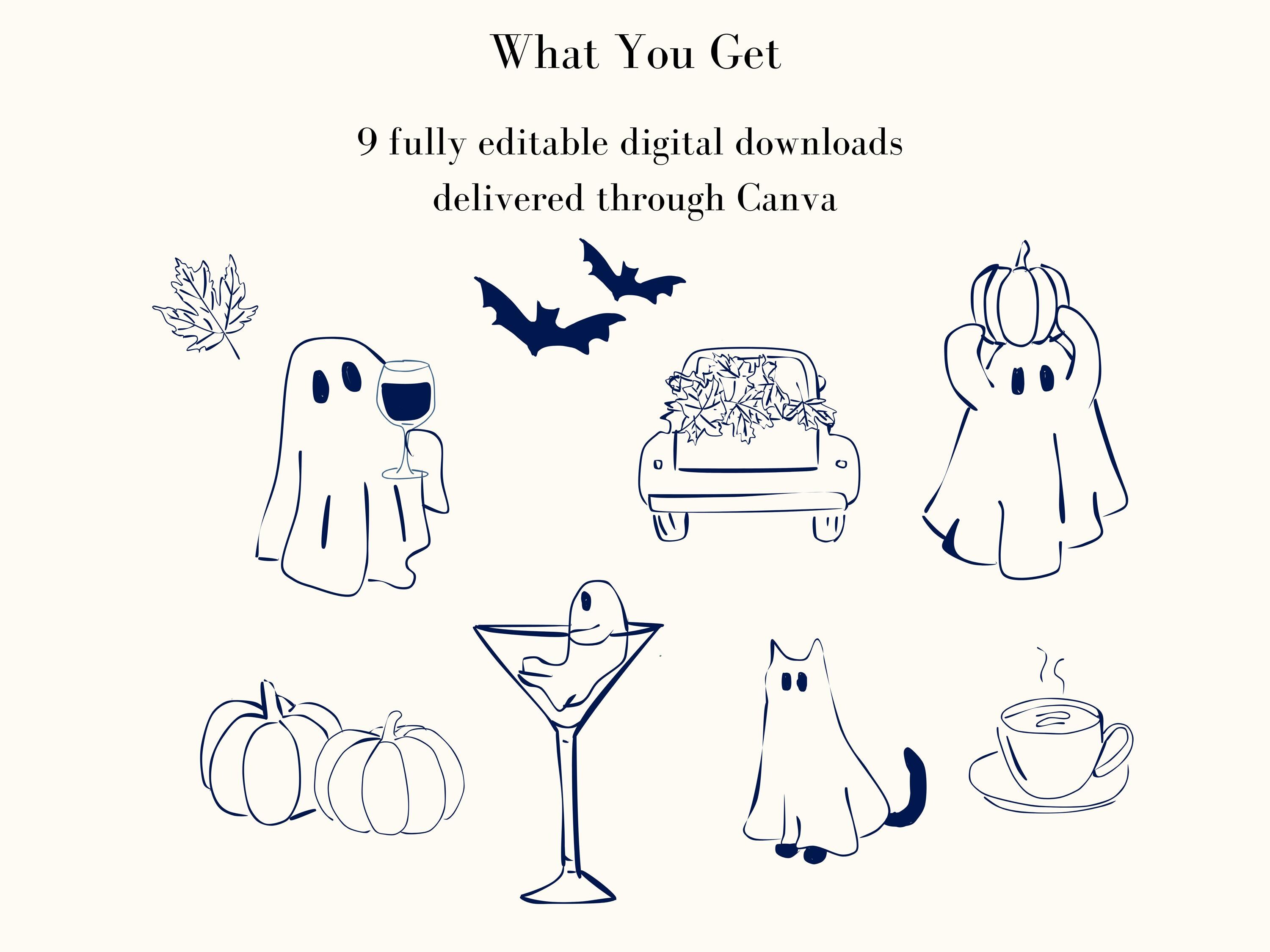 Hand Drawn Fall Doodles, Halloween Illustrations, Ghost Drawings Clip ...