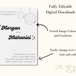 Disco Ball Wedding Invitation Suite, Editable Wedding Templates, Modern ...