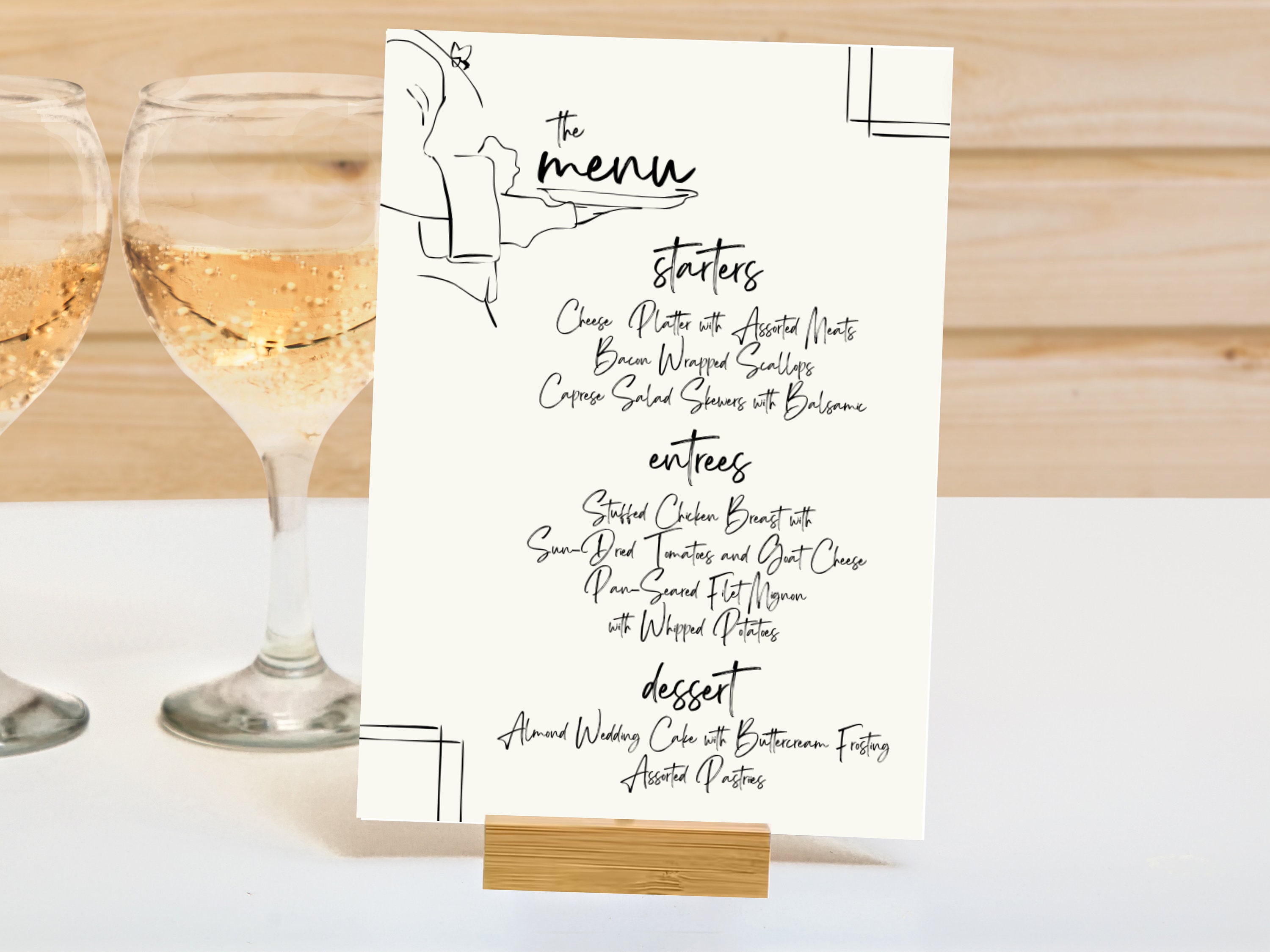 Wedding Dinner Menu With Hand-drawn Details, Editable Wedding Templates ...