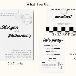 Disco Ball Wedding Invitation Suite, Editable Wedding Templates, Modern ...