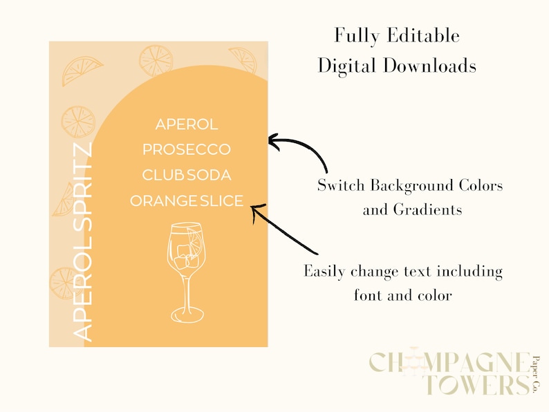 Aperol Spritz Bar Sign With Hand-drawn Details, Editable Event and ...