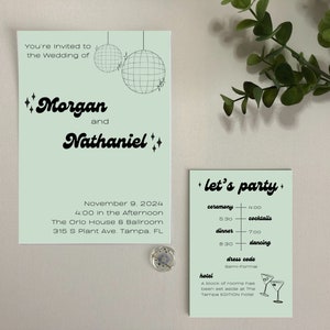 Disco Ball Wedding Invitation Suite, Editable Wedding Templates, Modern ...