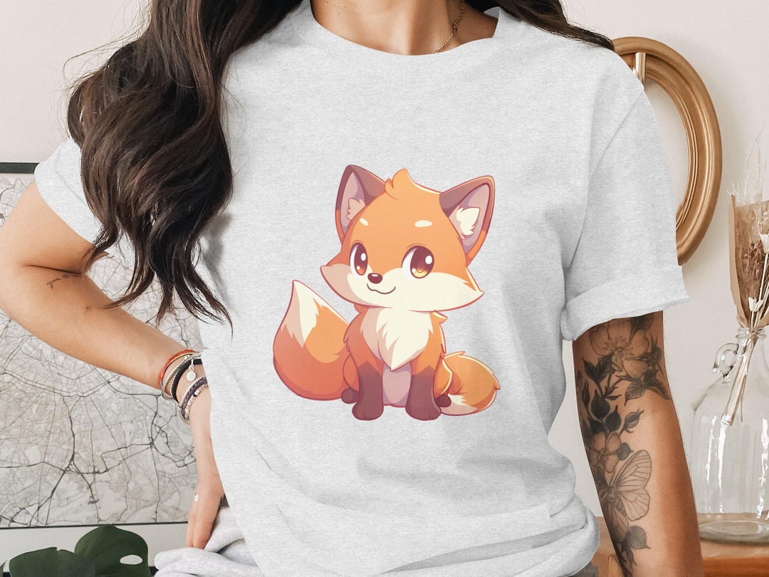 Cute Fox Digital Art, Animal Clipart, Cartoon Fox Image, Nursery Decor ...