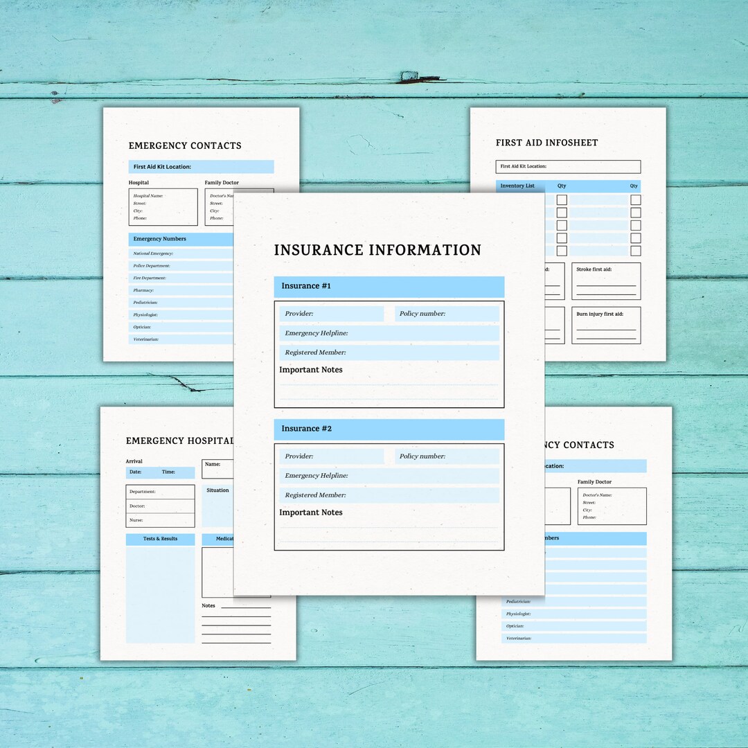 Editable Medical Emergency Planner: Insurance & Info Tracker (printable ...