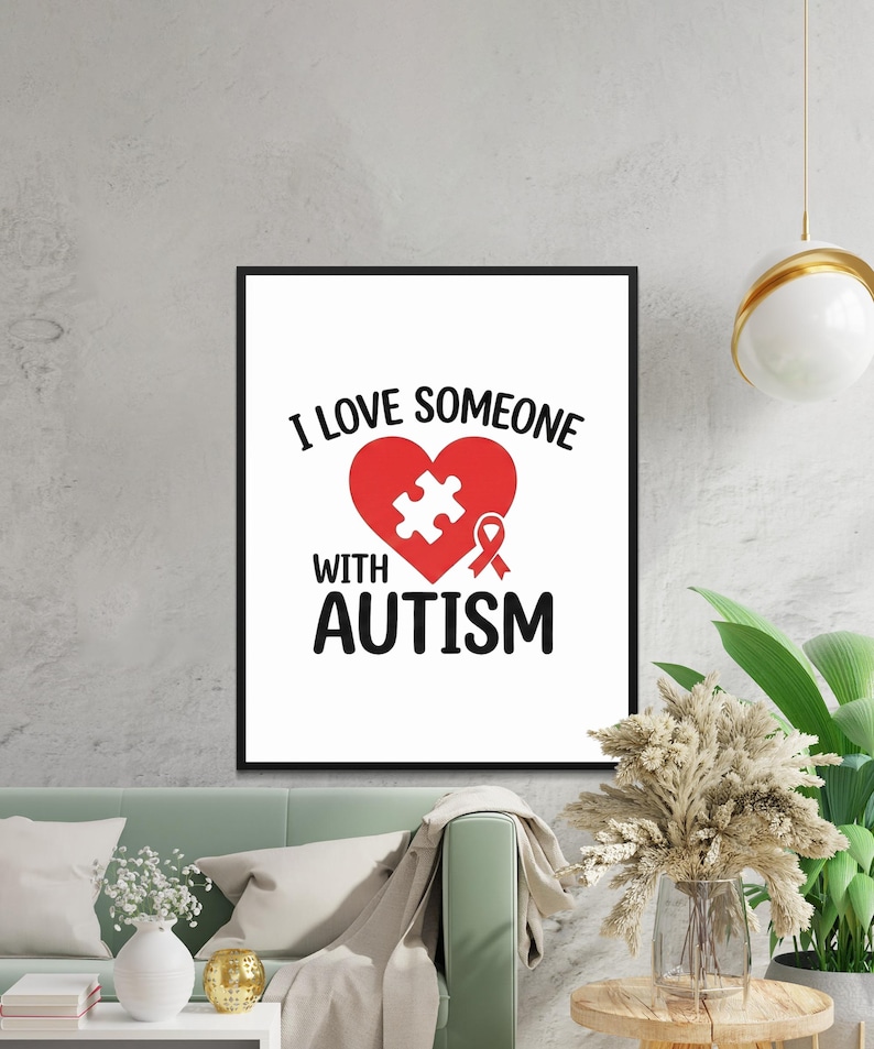 Autism Awareness Digital Design, I Love Someone With Autism PNG, Heart ...