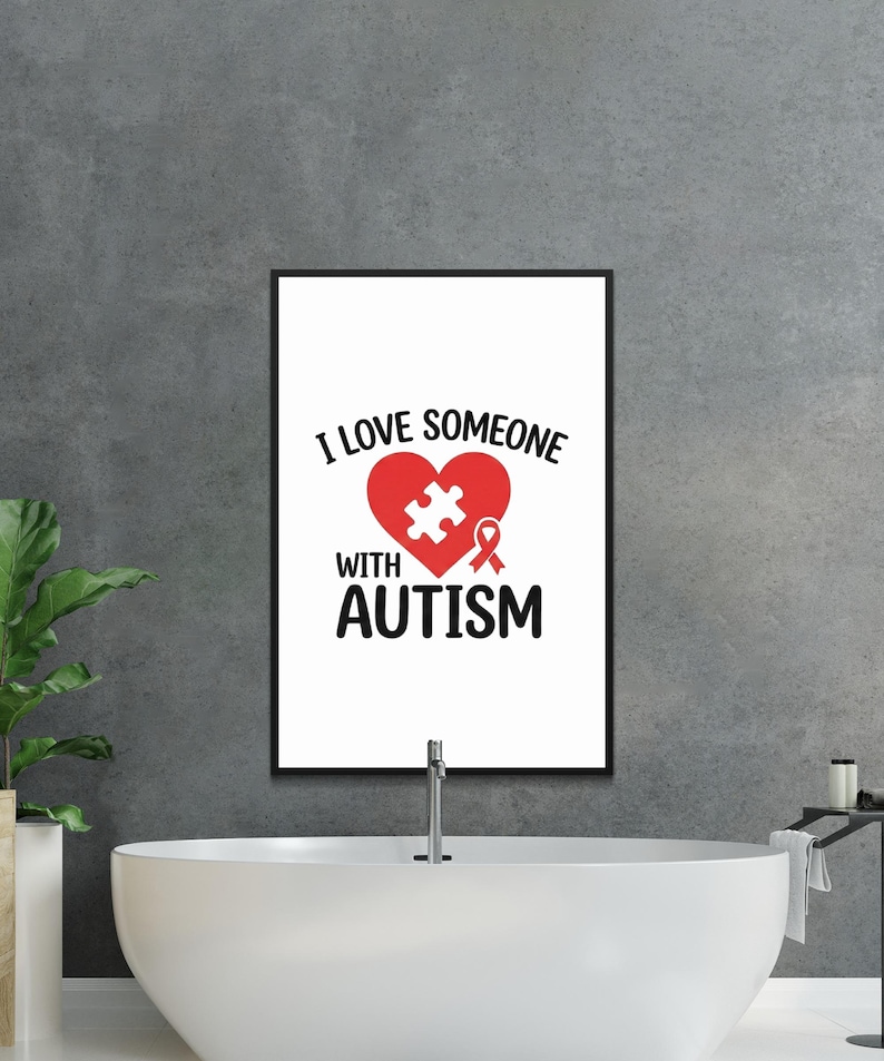 Autism Awareness Digital Design, I Love Someone With Autism PNG, Heart ...