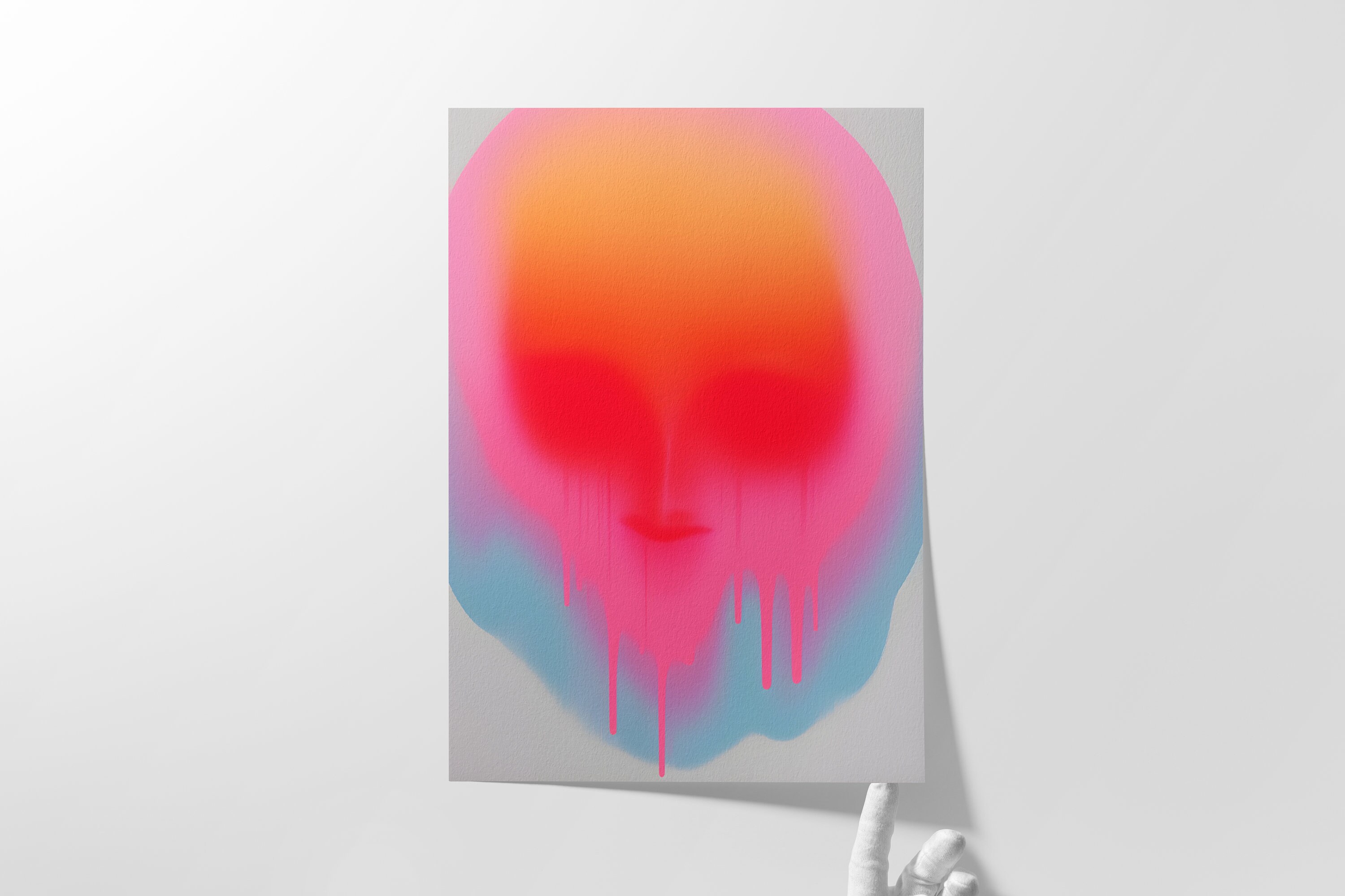 Psychedelic Drip Art Print Gradient Art, Abstract Face, Vibrant Neon ...