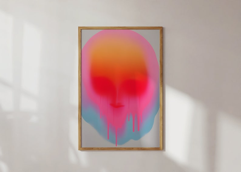 Psychedelic Drip Art Print Gradient Art, Abstract Face, Vibrant Neon ...