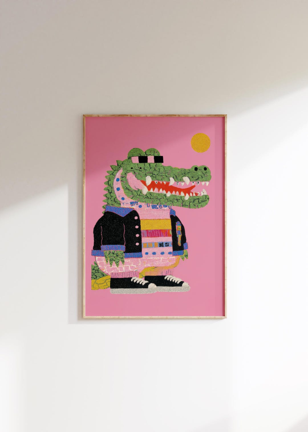 Funky Crocodile Illustration | Pink Art, Colourful Animal Wall Art for ...