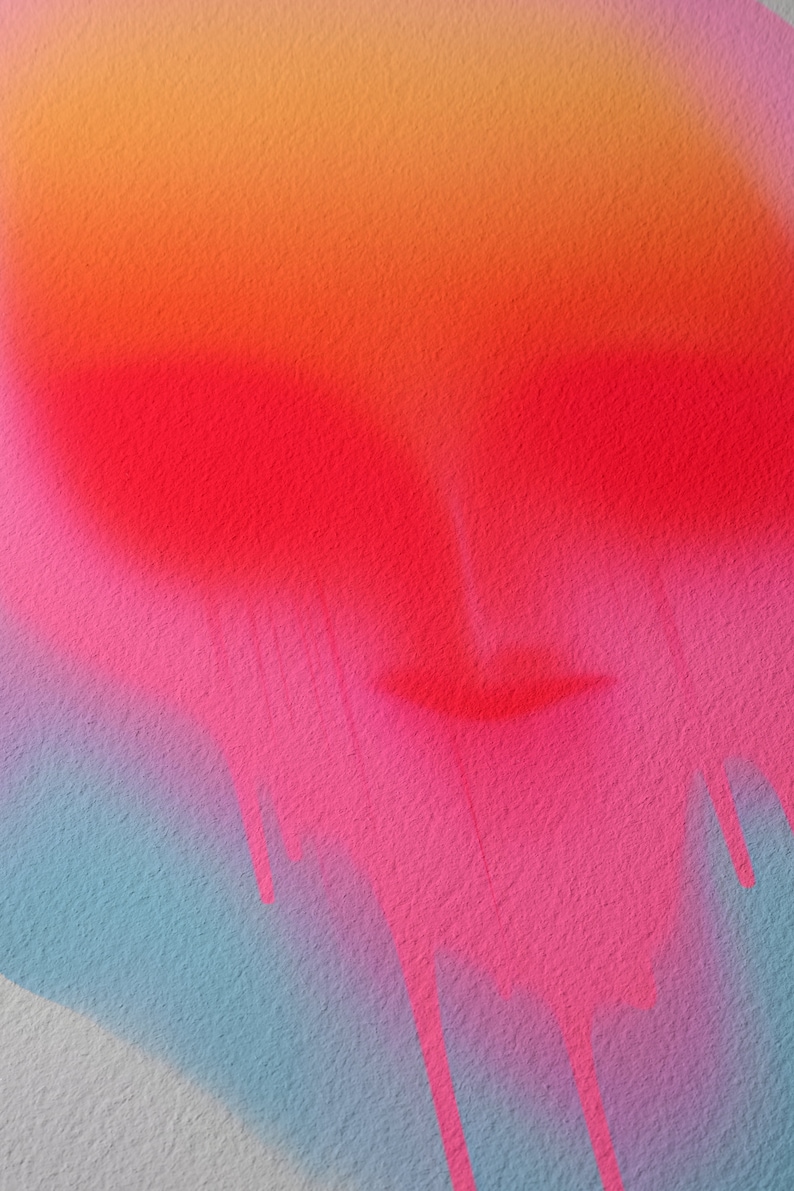 Psychedelic Drip Art Print Gradient Art, Abstract Face, Vibrant Neon ...