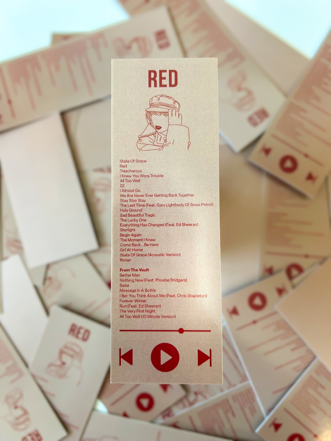 Red Album Track Listing Bookmark - Etsy