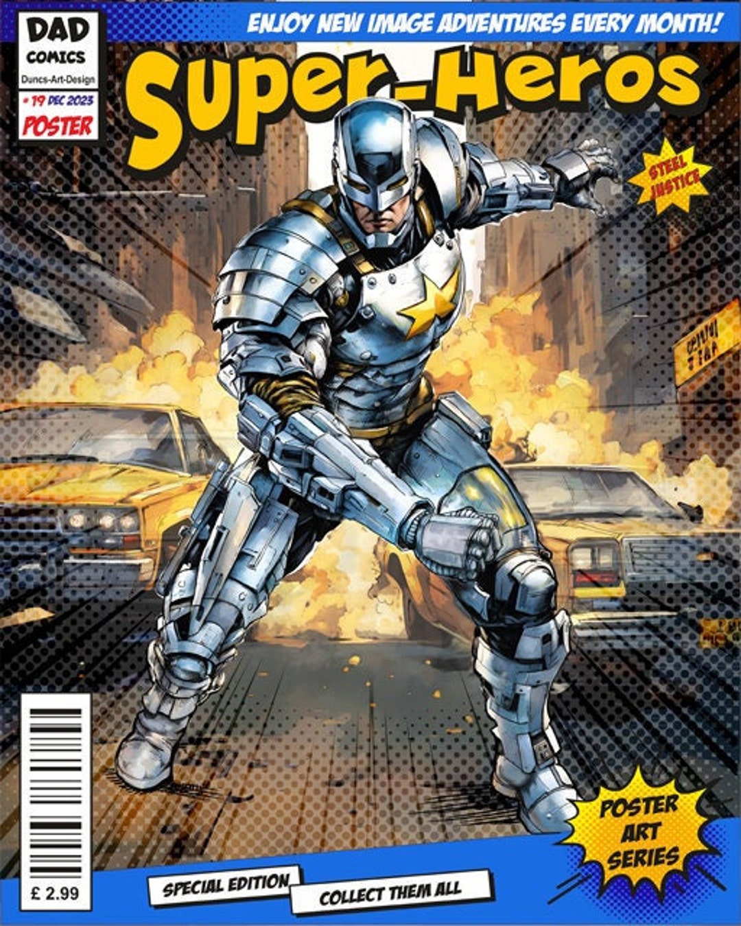 Steel Justice Comic Book Art, Super Hero Art, Digital Download - Etsy