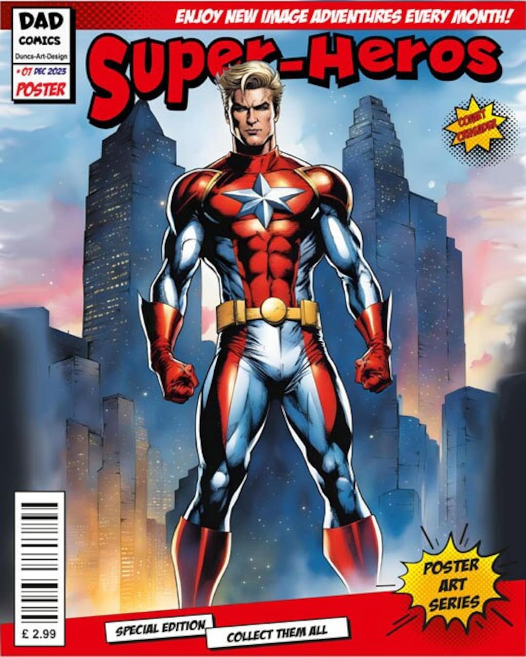 Comet Cruisader, Comic Book Cover Art, Super Hero Art, Digital Download ...