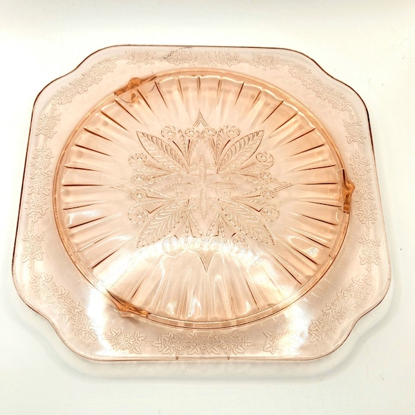 Pink Depression Glass Cake Plate - Etsy