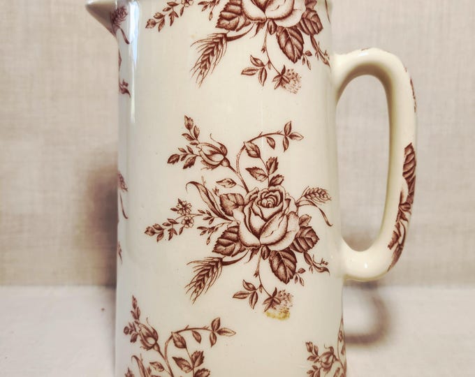Crown B Burslem Red Roses Toile Pitcher Vase Staffordshire England 36 ...